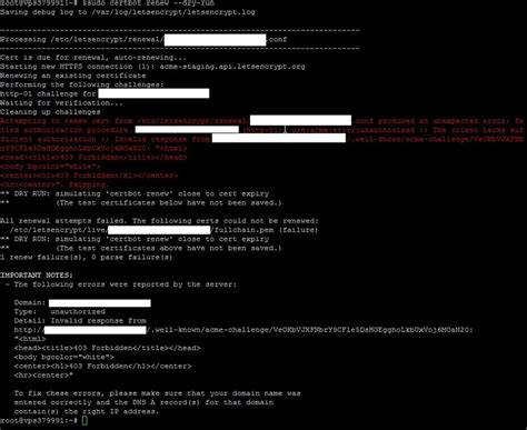 Certbot Failing To Renew Certificate Error Code 403 Forbidden Linux Spiceworks Community