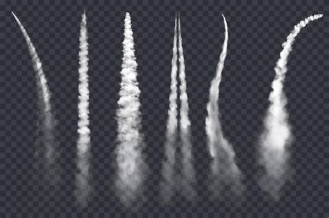 Premium Vector | Rocket smoke or jet airplane trails on transparent background