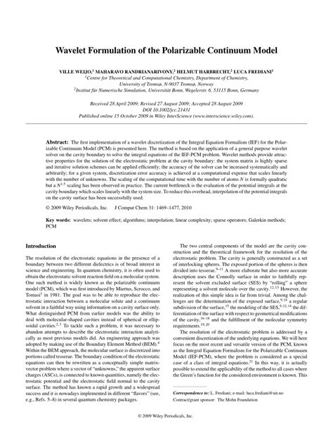 Pdf Wavelet Formulation Of The Polarizable Continuum Model