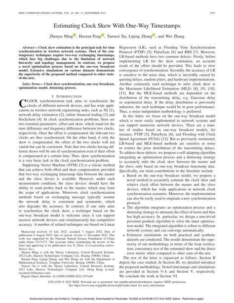 Pdf Estimating Clock Skew With One Way Timestamps