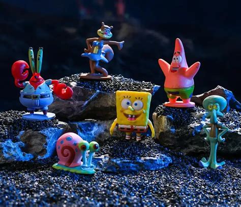 6pcs Set Spongebob Squarepants Anime Figures Sandy Patrick Star Squidward Tentacles Spongebob