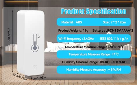 WiFi Humidity Temperature Monitor Smart Life Thermometer Hygrometer Sensor With Remote Monitor