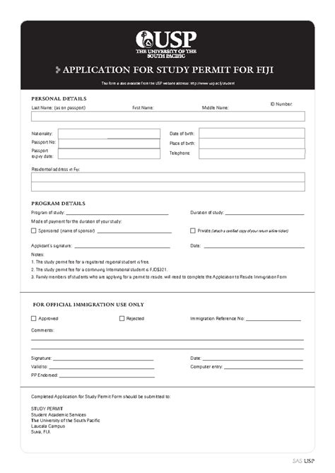 Application For Study Permit For Fiji This Form Is Also Available