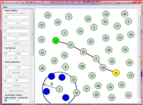 main window of the optimal path search program 35 is a source of