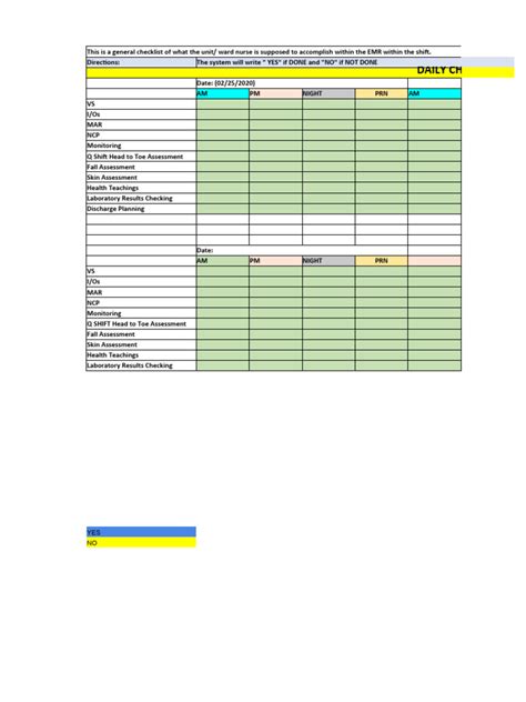 Emr Daily Checklist Format Pdf Clinical Medicine Medical