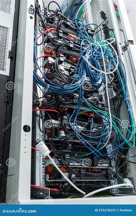 Cabos De Rede Conectados Ao Servidor Dentro Do Data Center Foto De Stock Imagem De Interior