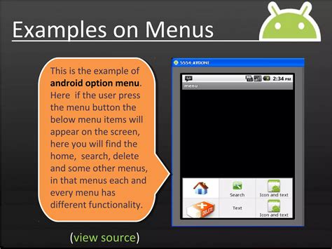 Android Menus Ppt Operating Systems Computer Software And