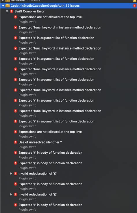 Errors When Build On Xcode Issue Codetrixstudio Capacitorgoogleauth Github