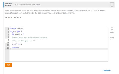 Solved Challenge472 Nested Loops Print Seats Given