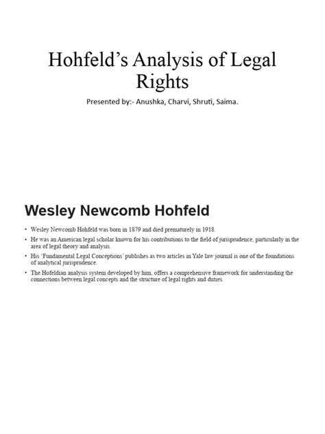 Hohfelds Analysis Of Legal Rights Pdf