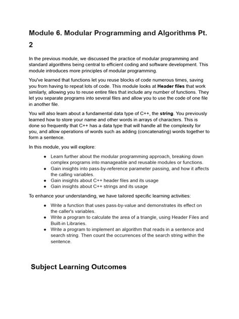 Modular Programming And Algorithms Ii Pdf C String Computer