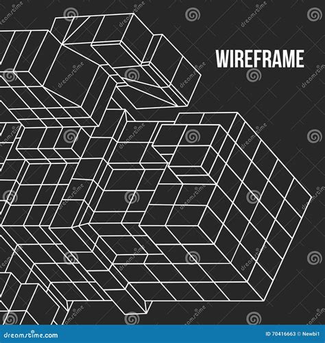 Wireframe Mesh Cubes Element Stock Vector Illustration Of Atom Isolated
