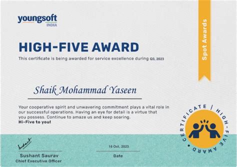 mohammad yaseen shaik on linkedin highfiveaward quarter3success