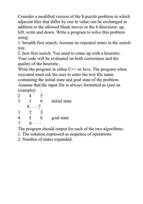 Consider A Modified Version Of The 8 Puzzle Problem