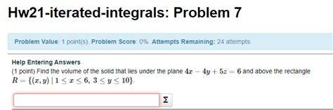 Solved Hw21 Iterated Integrals Problem 7 Problem Value 1