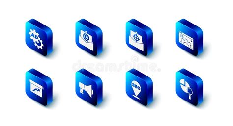 Set Mail And E Mail Browser Setting Magnifying Glass Analysis Seo Optimization Megaphone