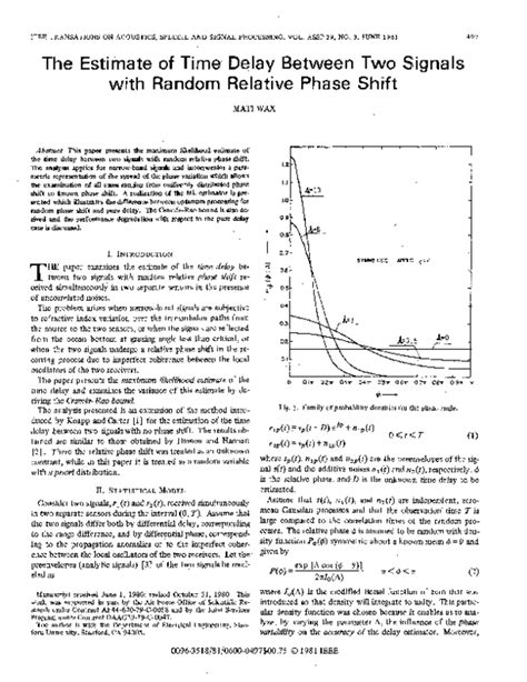 Pdf The Estimate Of Time Delay Between Two Signals With Random