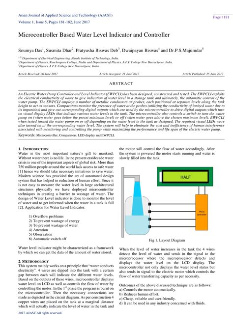 Pdf Microcontroller Based Water Level Indicator And Controller