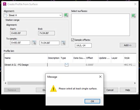offset alignment profiles not showing in stacked profile display