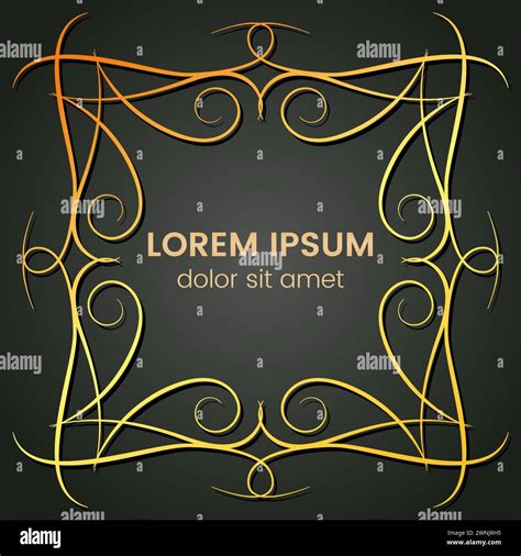 A Square Golden Monogram Element On A Dark Background Vector