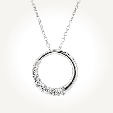 14kt White Gold Diamond Circle Necklace 015 Ct Tw Spence Diamonds