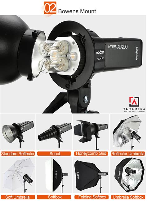 Ta Camera Adapter Godox Ad B2 Ngàm Bowens Dùng 2 Đèn Ad200 Ad200pro Sản Phẩm Mới 100 Thương