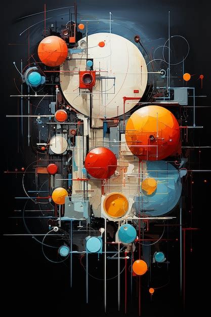 Premium Photo Geometric Shapes Abstract Art Vibrant Colors Precise Compositions Visually