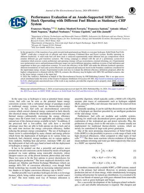 Pdf Performance Evaluation Of An Anode Supported Sofc Short Stack