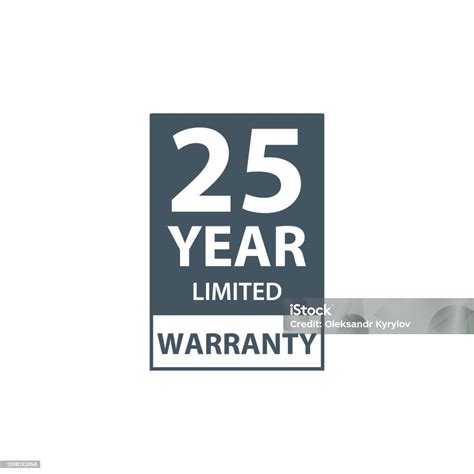 25 년 제한 보증 아이콘 또는 라벨 고객 인증서 보증 스탬프 또는 스티커 흰색 배경에서 격리된 벡터 그림 보험에 대한 스톡 벡터 아트 및 기타 이미지 Istock