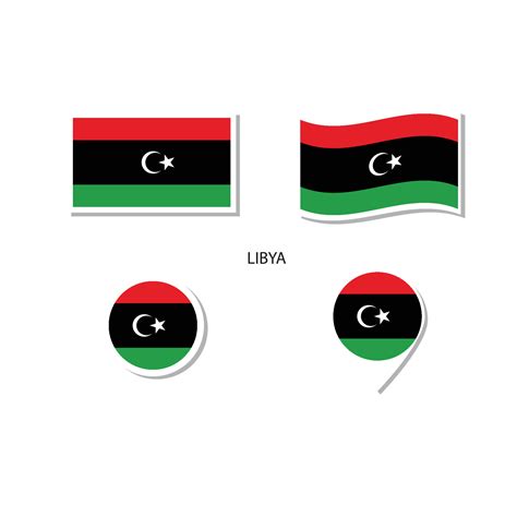 Libya Flag Logo Icon Set Rectangle Flat Icons Circular Shape Marker