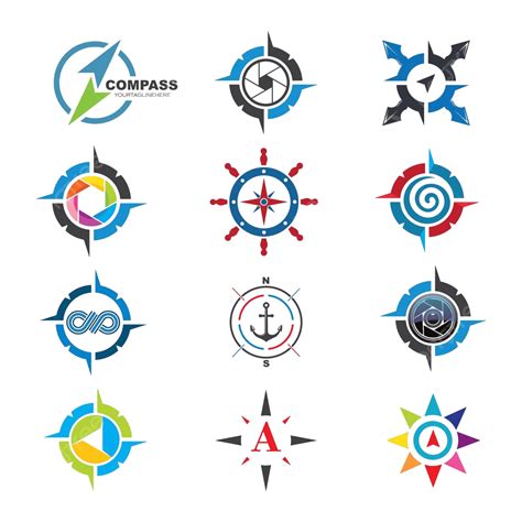 Compass Logo Vector Template Illustration Longitude Shape Navigation