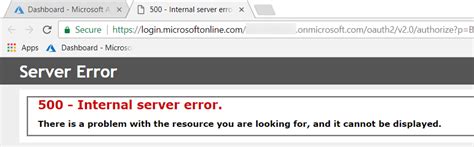 identity experience framework 500 internal server error in azure ad