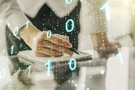 Premium Photo Creative Abstract Binary Code Sketch And Man Hand