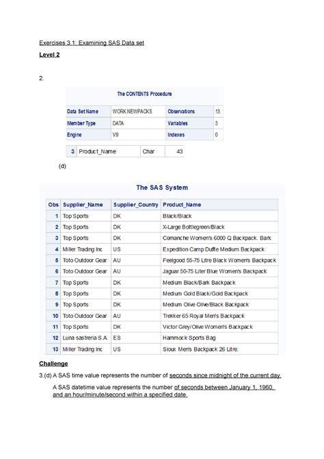 Exercises Sas Exercises 3 Examining Sas Data Set Level 2 D Challenge 3d A Sas Time Value