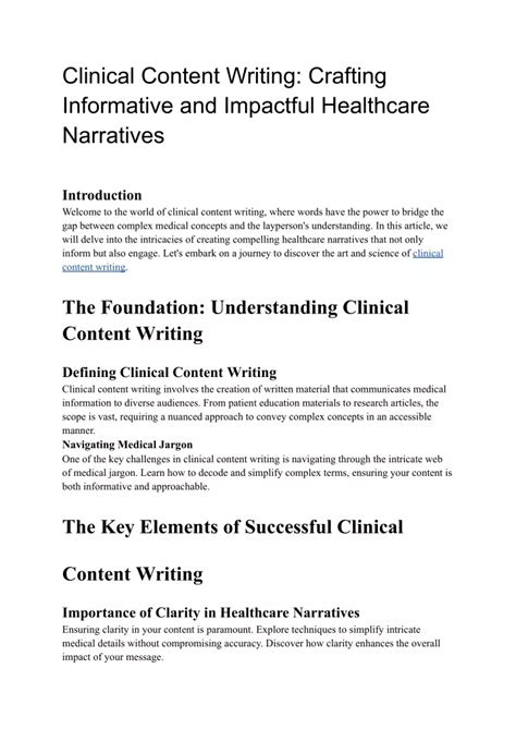 Ppt Clinical Content Writing Crafting Informative And Impactful