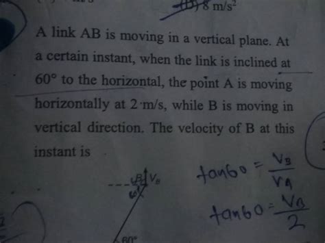 A Link AB Is Moving In A Vertical Plane At A Certain Instant When The L