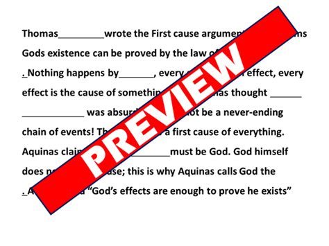 First Cause Argument Teaching Resources