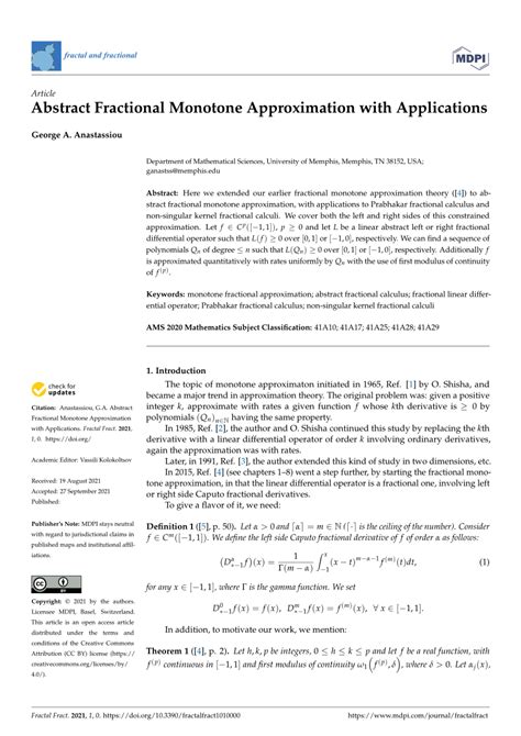 Pdf Abstract Fractional Monotone Approximation With Applications