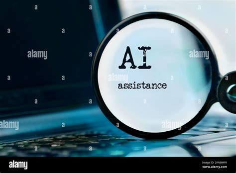 Ai Assistance Technology Demonstrated With Laptop Text And Magnifying Glass Command Prompt And