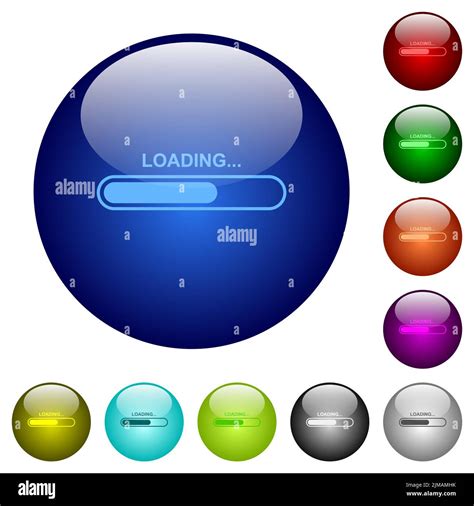 Loading Icons On Round Glass Buttons In Multiple Colors Arranged Layer