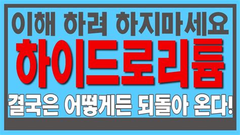 주식 하이드로리튬 이해 하려 하지마세요 결국은 어떻게든 되돌아 온다 Youtube