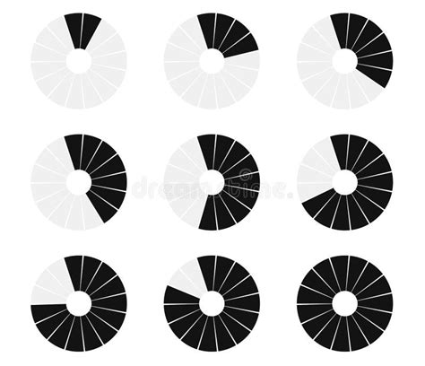 preloader circular loading bar pie chart pie graph stock vector