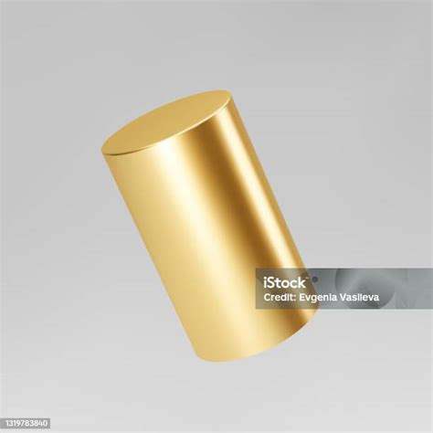 회색 배경에 격리 된 골드 3d 회전 실린더 실린더 기둥 황금 파이프 3d 기본 기하학적 형상 벡터 3차원 형태에 대한 스톡 벡터 아트 및 기타 이미지 Istock