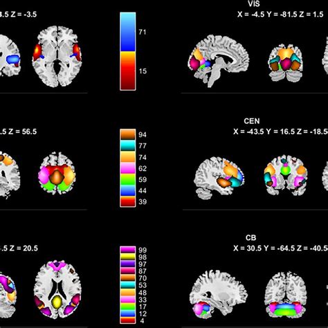 Spatial Maps Of The 39 Independent Components Ics Divided Into Six Download Scientific