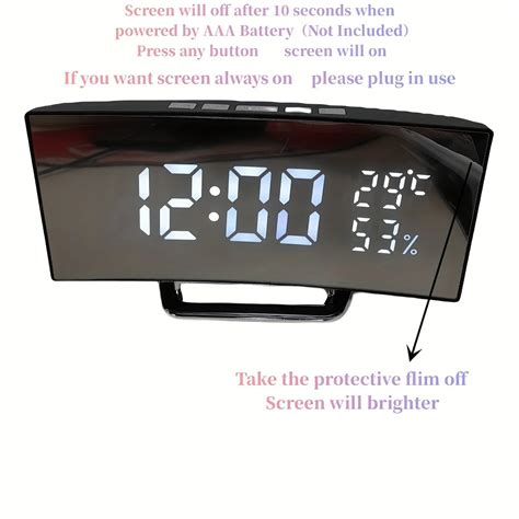 Curved Screen Digital Alarm Clock With Temperature And Humidity Display