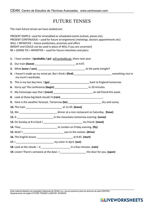 Future Tenses Advanced Exercises Pdf Design Talk