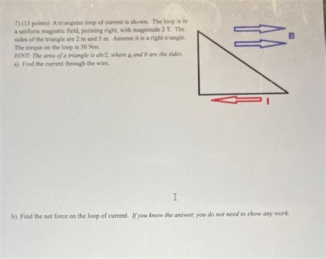 Solved Points A Triangular Loop Of Current Is Shown Chegg