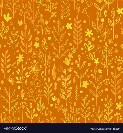 Seamless Pattern Doodling Fall Grass Design Vector Image