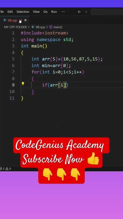 Find Minimum Number Of Any Array Using For Loop In C Codewithharry