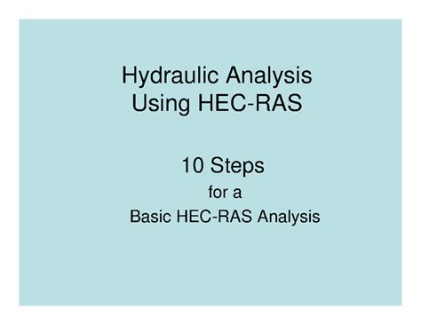 Jw Hec Ras 10 Steps Hydraulic Analysis Using Hec Ras 10 Steps For A